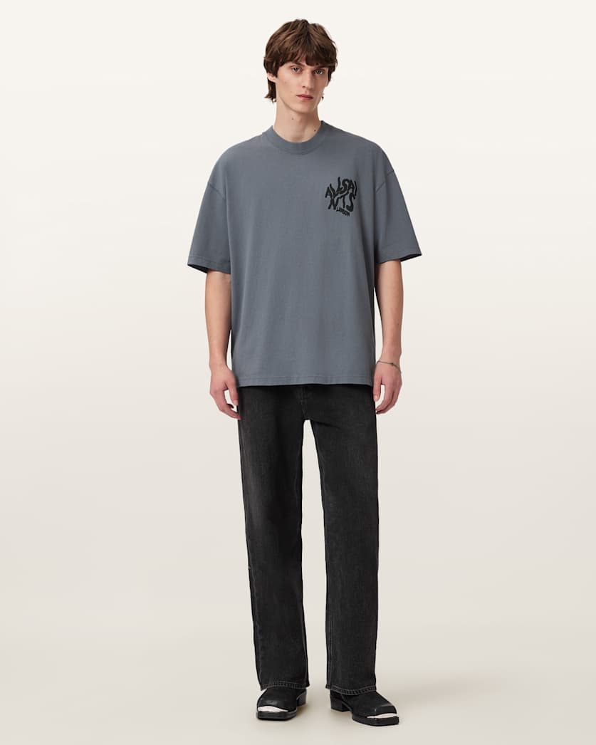 Orlando Logo Print Oversized T-Shirt HAZED GREY | ALLSAINTS Canada